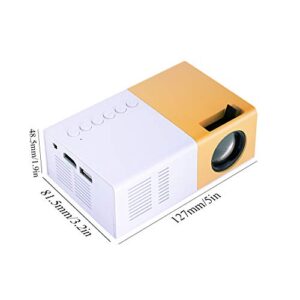 ASHATA Portable LED Projector,Home Cinema Projector Support 1080P HD Displaying,Mini Stylish HD Projector Support HDMI, AV, VGA, USB, Micro SD Input and 3.5mm Earphone Port(White + Yellow)