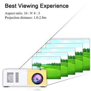 ASHATA Portable LED Projector,Home Cinema Projector Support 1080P HD Displaying,Mini Stylish HD Projector Support HDMI, AV, VGA, USB, Micro SD Input and 3.5mm Earphone Port(White + Yellow)