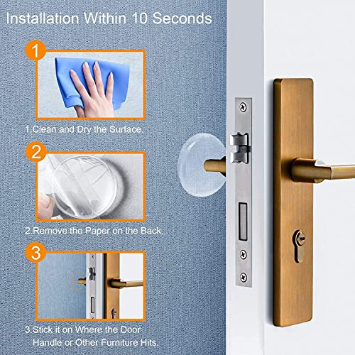 4 Pieces Wall Door Handle Stopper 2" Clear Rubber Door Knob Round Wall Shield Cushion Quiet Wall Protector for Door Handle Guard Door Bumper Wall Protector Silencer Self Adhesive