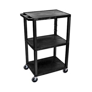 luxor wt42e 42″h electric a/v cart with 3 shelf and black leg