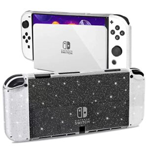 moxiaomo protective case for nintendo switch oled 2021,tpu cover with shock-absorption and anti-scratch protective case-glitter