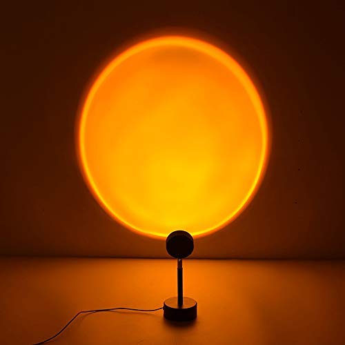 Canrolo 180 Degree Rotation Sunset Lamp,Romantic Visual Sunset Projection Lamp,Network Red Light with USB Modern Floor Stand Night Light Living Room Bedroom Decor