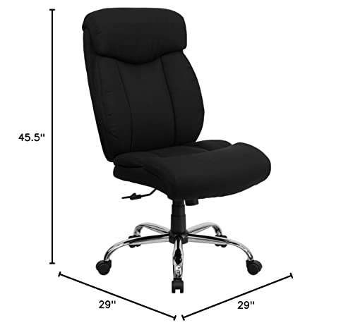 Flash Furniture HERCULES Series Big & Tall 400 lb. Rated Black Fabric Executive Ergonomic Office Chair and Chrome Base