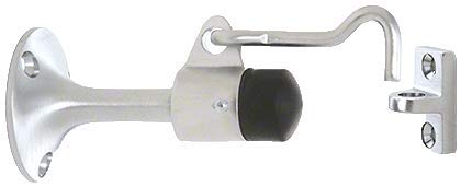 CRL Satin Chrome Finish Wall Mounted Heavy Duty Door Stop with Hook and Holder