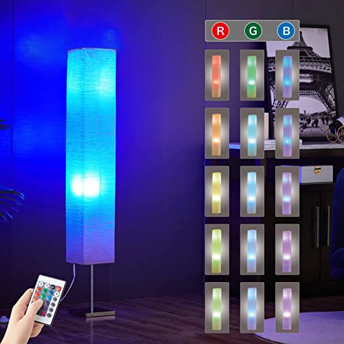 LIGHTACCENTS Honors Color Changing Floor Lamp With Two RGB LED Bulbs And Remote Control - Select From 4 Color Changing Modes. The Remote also has a built-in dimmer.