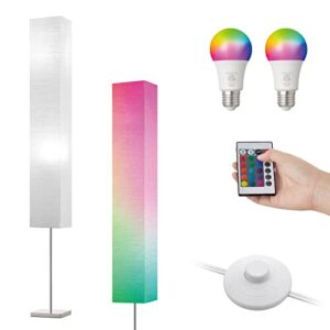 LIGHTACCENTS Honors Color Changing Floor Lamp With Two RGB LED Bulbs And Remote Control - Select From 4 Color Changing Modes. The Remote also has a built-in dimmer.