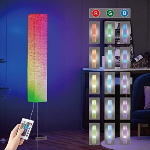 LIGHTACCENTS Honors Color Changing Floor Lamp With Two RGB LED Bulbs And Remote Control - Select From 4 Color Changing Modes. The Remote also has a built-in dimmer.