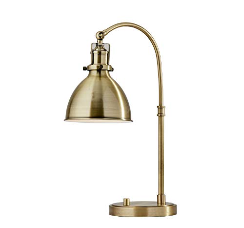 Adesso 3906-21 Abbott Desk Lamp, 20 in, 40W Standard, 40W LED, Antique Brass, 1 Table Light