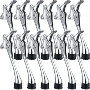 12 pack 6 inch door stoppers kick down door stopper hands free kick door stop bulk heavy duty metal door kickstand flip down door stops for bottom of door with adjustable height and rubber tip