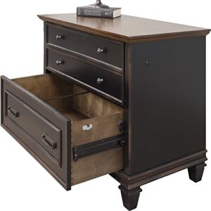 Martin Furniture Hartford Double Pedestal Shaped Desk, Brown - Fully Assembled & Hartford Lateral File Cabinet, Brown - Fully Assembled