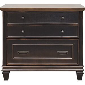 Martin Furniture Hartford Double Pedestal Shaped Desk, Brown - Fully Assembled & Hartford Lateral File Cabinet, Brown - Fully Assembled