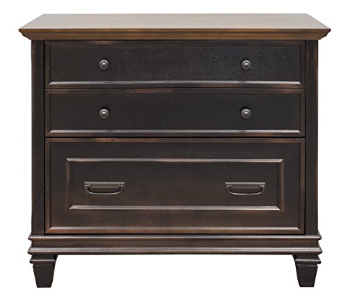 Martin Furniture Hartford Double Pedestal Shaped Desk, Brown - Fully Assembled & Hartford Lateral File Cabinet, Brown - Fully Assembled