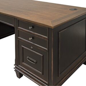 Martin Furniture Hartford Double Pedestal Shaped Desk, Brown - Fully Assembled & Hartford Lateral File Cabinet, Brown - Fully Assembled