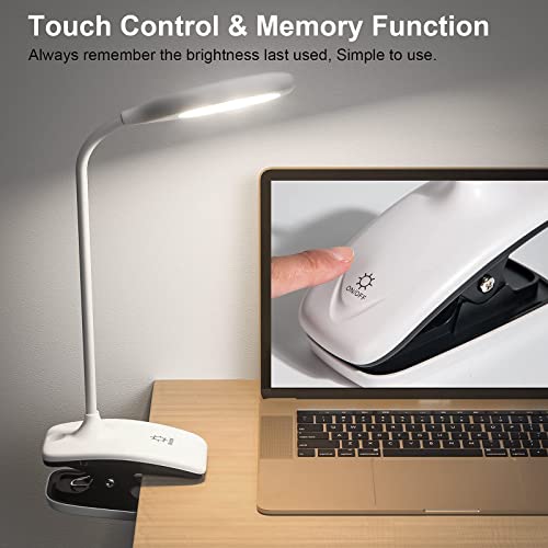 Deeplite Led Desk Lamp Battery Book Light Chargeable Reading Light, Flexible Arm, Dimming Brightness Portable Desk Light for Work Study (2 Pack).