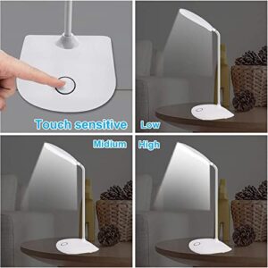 Deeplite Led Desk Lamp Battery Book Light Chargeable Reading Light, Flexible Arm, Dimming Brightness Portable Desk Light for Work Study (2 Pack).