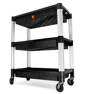 wen 73163 three-tray 300-pound capacity triple decker service and utility cart