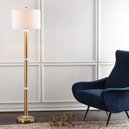 JONATHAN Y JYL1088A Gregory 60.5" Metal/Marble LED Floor Lamp Contemporary,Transitional for Bedrooms, Living Room, Office, Reading, BrassGold/White