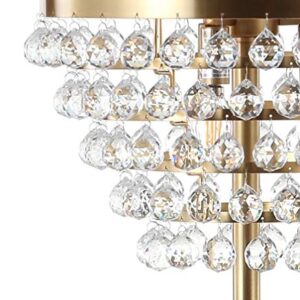 JONATHAN Y JYL9005B Jemma 60" Crystal/Metal LED Floor Lamp, Contemporary, Modern, Transitional, Elegant, Office, Living Room, Family Room, Dining Room, Bedroom, Hallway, Foyer, Brass Gold/Clear