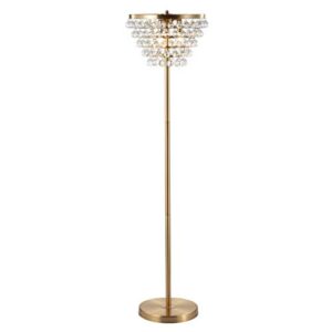 JONATHAN Y JYL9005B Jemma 60" Crystal/Metal LED Floor Lamp, Contemporary, Modern, Transitional, Elegant, Office, Living Room, Family Room, Dining Room, Bedroom, Hallway, Foyer, Brass Gold/Clear