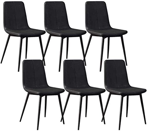 Office Reception Guest Chair Set Business Chair, Kitchen Set of 6 Dining Chairs Counter Chairs Lounge Living Room Corner Chairs with Metal Legs PU Leather Seat and Backrests Chairs ( Color : Black )