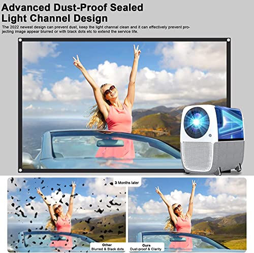 Portable Bluetooth WiFi Projector 4K-Supported - Video Projector with 100” Projection Screen, 8000L, Electric Focus, Full HD 1080P, Home Theater for iOS/Android Phone, Laptop/PC/PS4, Outdoor Movie