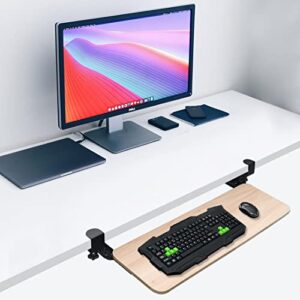 BOWEN EZ Keyboard Tray Under Desk, Slide-Out Keyboard Drawer Keyboard Platform, Clamp-On Mouse Keyboard Sliding Tray Computer Desk Extender for Typing Workstation, 25.3" W x 9.8" D