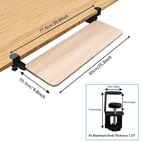 BOWEN EZ Keyboard Tray Under Desk, Slide-Out Keyboard Drawer Keyboard Platform, Clamp-On Mouse Keyboard Sliding Tray Computer Desk Extender for Typing Workstation, 25.3" W x 9.8" D