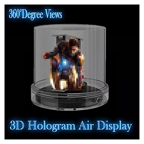 3D Hologram Family 3D Hologram Fan LED Advertising Projector 360°Degree Views Desktop Holographic Display Air Display with Acrylic Cover