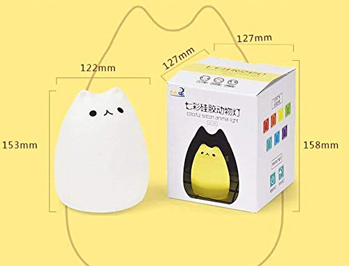 MOEBULB Children Night Light 7 Colorful Silicon Cute Cat LED Night Light Lamp USB Rechargeable Desk Light for Baby Kids Bedside Bedroom Children Study lamp