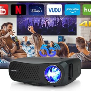 5G WiFi Bluetooth Projector, 10000L Native 1080P Outdoor Projector 4K Movie 300" Display, Wireless Sync Screen Home Theater Projector for iOS/Android Phone/HDMI/USB/PC/Fire Stick, 4D Keystone & Zoom