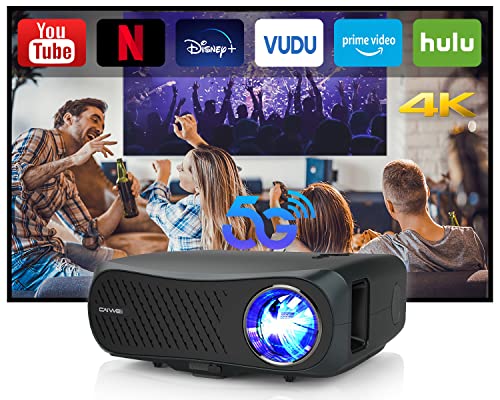 5G WiFi Bluetooth Projector, 10000L Native 1080P Outdoor Projector 4K Movie 300" Display, Wireless Sync Screen Home Theater Projector for iOS/Android Phone/HDMI/USB/PC/Fire Stick, 4D Keystone & Zoom