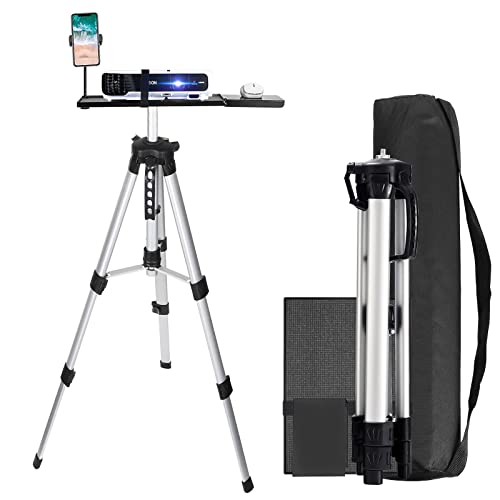 Projector Tripod Stand with Tray Laptop Tripod with Tray Stand Projector Holder Stand Adjustable Height Laptop Stand DJ Laptop Stand Laptop Floor Stand Laptop Standing Desk (Silver)