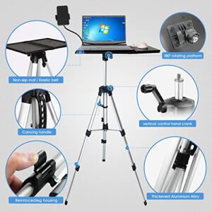 Projector Tripod Stand with Tray Laptop Tripod with Tray Stand Projector Holder Stand Adjustable Height Laptop Stand DJ Laptop Stand Laptop Floor Stand Laptop Standing Desk (Silver)