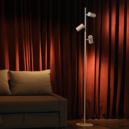 LEONLITE Minimalist LED Tree Floor Lamp for Living Room, Dimmable 3 Lights Modern Reading Standing Lamp for Bedroom, CRI93, Touch Control, Adjustable Heads, 2700K Soft White, White