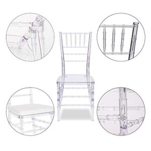 YaocongFurniture Transparent Ice Crystal Chair (2 Pack) Party Event Wedding Chairs,Acrylic Ghost Chairs,Flash Elegance Stacking Chiavari Chair,Clear Chair