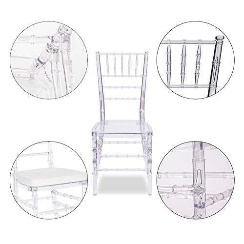 YaocongFurniture Transparent Ice Crystal Chair (2 Pack) Party Event Wedding Chairs,Acrylic Ghost Chairs,Flash Elegance Stacking Chiavari Chair,Clear Chair