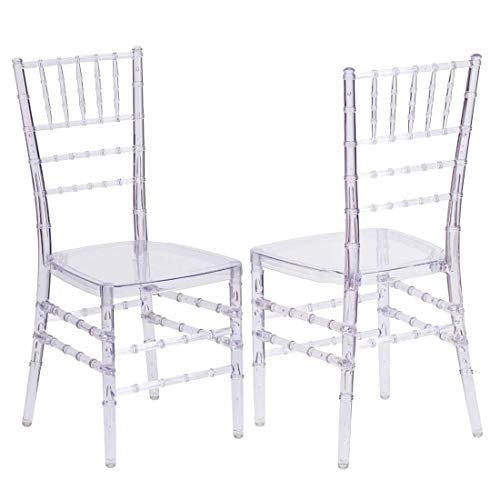 YaocongFurniture Transparent Ice Crystal Chair (2 Pack) Party Event Wedding Chairs,Acrylic Ghost Chairs,Flash Elegance Stacking Chiavari Chair,Clear Chair