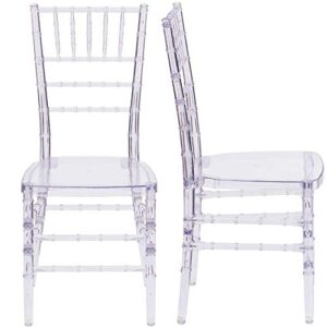 YaocongFurniture Transparent Ice Crystal Chair (2 Pack) Party Event Wedding Chairs,Acrylic Ghost Chairs,Flash Elegance Stacking Chiavari Chair,Clear Chair