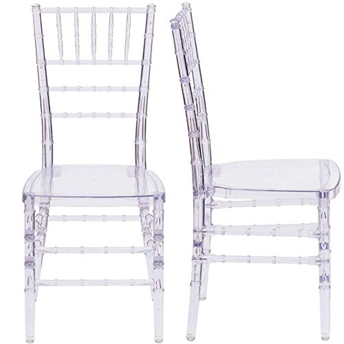 YaocongFurniture Transparent Ice Crystal Chair (2 Pack) Party Event Wedding Chairs,Acrylic Ghost Chairs,Flash Elegance Stacking Chiavari Chair,Clear Chair