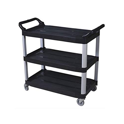 FixtureDisplays Foodservice Cart 330lbs Capaticy 3 Shelf Utility Cart Push Transfer Storage Tray Mobile Tool Bus Printer Cart 33 X 17 X 38" Outside Dimmensions 26X17 Shelf Size 18002