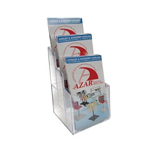 Azar Displays 252033 Three-Tier Tri-Fold Brochure Holder, Acrylic Boxes for Display-Table Menu Holder Stands (4.25”W X 5.25”D X 9.125”H)-Tabletop Pamphlet Holder-Literature & Leaflet Holder, 2-Pack