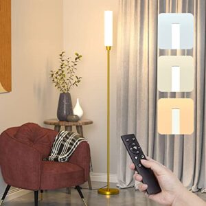 mudodi floor lamps for living room with remote control, full range dimming minimalist standing lamp perfect for living room, bedrooms and office. (gold)