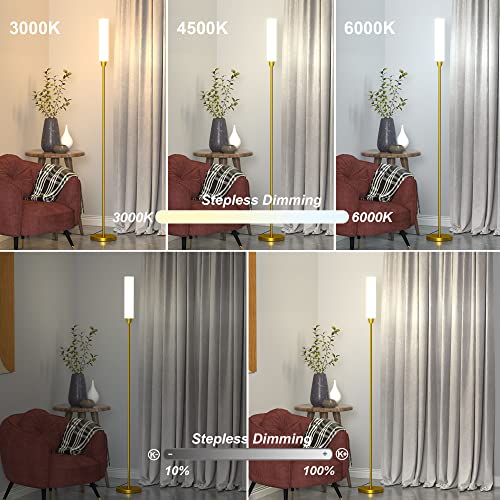 Mudodi Floor Lamps for Living Room with Remote Control, Full Range Dimming Minimalist Standing Lamp Perfect for Living Room, Bedrooms and Office. (Gold)