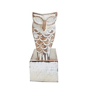 Rustic Wooden Owl Door Draft Stopper Wedge – Sturdy and Stackable Door Stop, Multi Floor Doorstop Ensures Tight Fit (White)