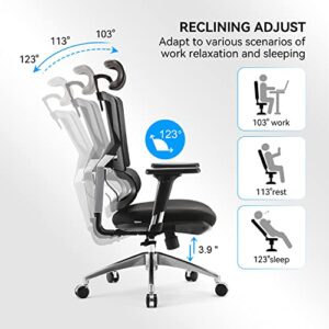 SIHOO Ergonomic Office Chair - High Back Desk Chair with Lumbar Support, 3D Armrest and Adjustable Height Backrest Thick Seat Cushion Breathable Mesh Computer Chair (Black)