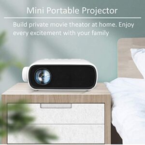 Mini Movie Projector with 1080P Supported, Portable Video Projector for Laptop/Phone, Smart Led Pocket Home Theater with HDMI USB AV VGA AUX Interfaces/TV Stick and Remote Control (White)