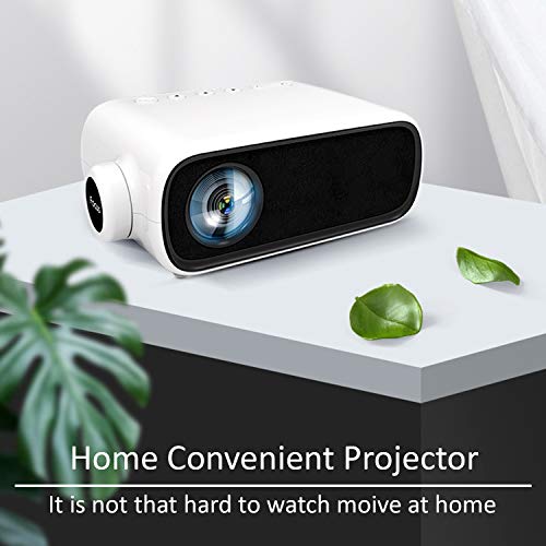 Mini Movie Projector with 1080P Supported, Portable Video Projector for Laptop/Phone, Smart Led Pocket Home Theater with HDMI USB AV VGA AUX Interfaces/TV Stick and Remote Control (White)