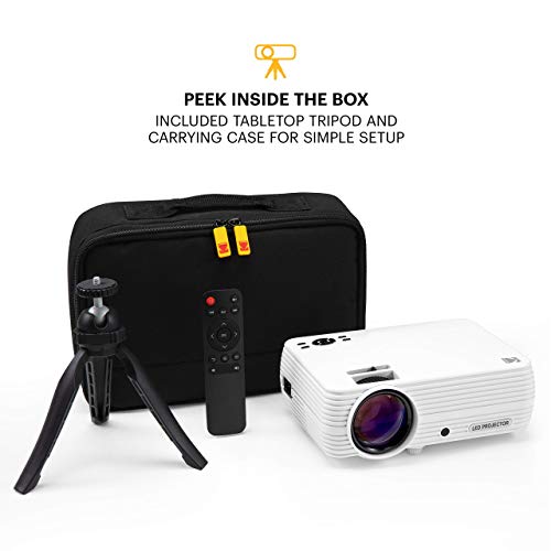 KODAK FLIK X4 Home Projector | 4.0 LCD Compact Home Theater System Projects Up to 150” with 1080p Compatibility & Bright Lumen LED Lamp | VGA/AV/HDMI/USB/TF Inputs | Remote, Tripod & Case (Renewed)