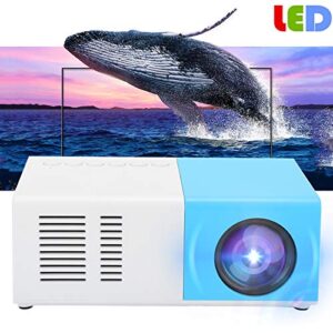 SALUTUY J9 Mini Portable Projector, Home Movie Projector USB, 4k Decoding, Remote Control, Bluetooth Supports Wireless Simultaneous Screen for Home Cinema & Outdoor Movie(White Blue)