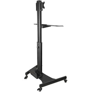 StarTech.com Mobile Workstation Cart with Monitor Mount, CPU/PC Holder, Keyboard Tray - Ergonomic Height Adjustable Desktop Cart - Rolling Mobile Standing Workstation on Wheels (WKSTNCART)